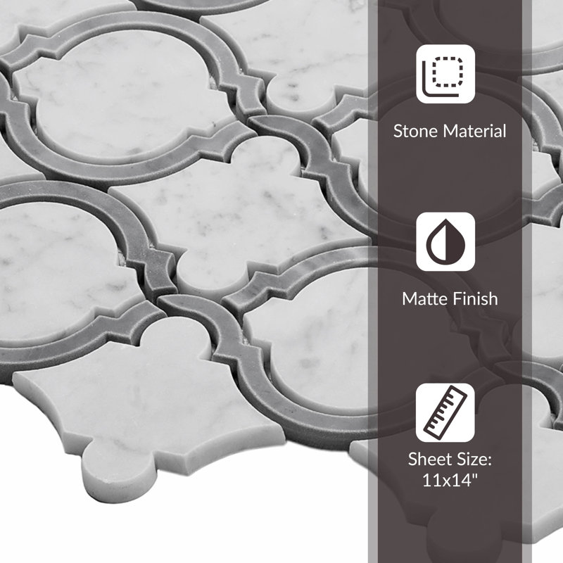 Apollo Tile 11" x 14" Engineered Stone Arabesque Mosaic Wall & Floor Tile | Wayfair